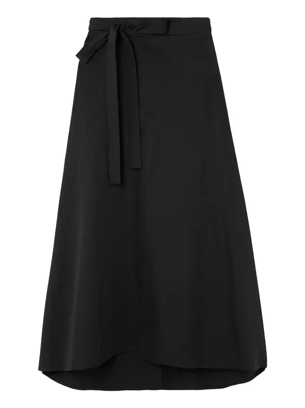 JOSEPH Alix Cotton Midi Wrap Skirt - Black