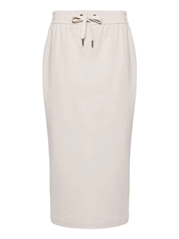 Brunello Cucinelli Stretch-cotton Jersey Midi Skirt - Neutrals