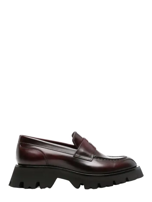 Santoni Alfie Penny-slot Leather Loafers - Red