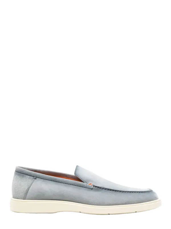 Santoni Almond-toe Suede Loafers - Blue