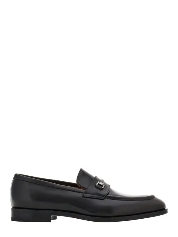 FERRAGAMO Gancini Leather Loafers - Black