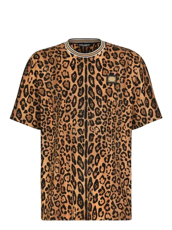 Dolce & Gabbana Leopard-print Cotton T-shirt - Brown