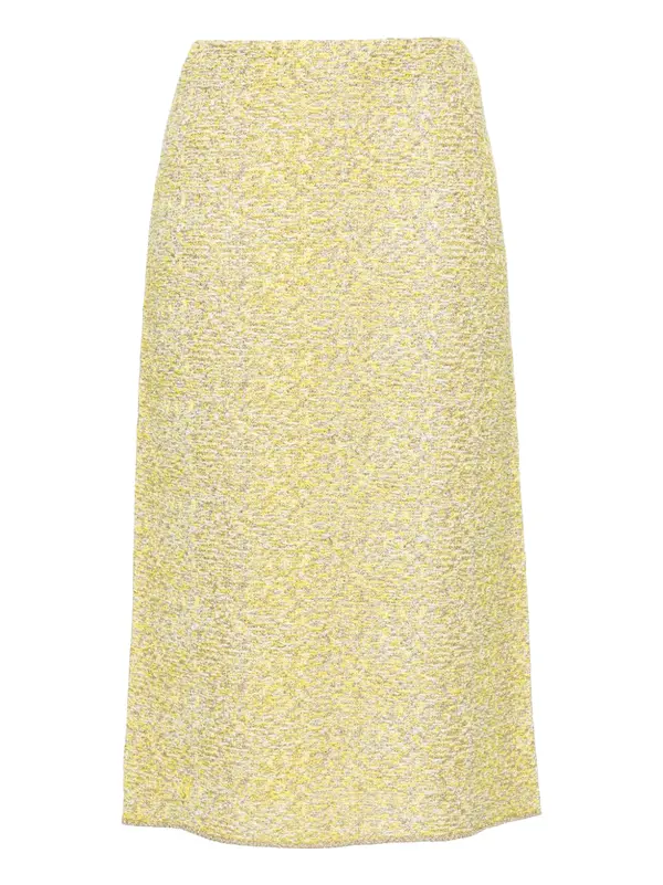 Fabiana Filippi Straight Tweed Midi Skirt - Yellow