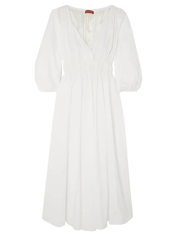 Altuzarra Kathleen Pleated Cotton-blend Poplin Midi Dress - White