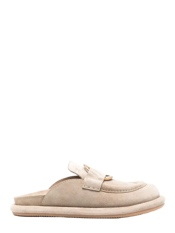 Moncler Bell Suede Mules - Neutrals