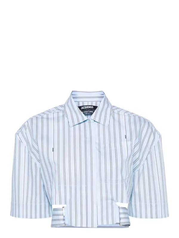 Jacquemus La Chemise Courte Bari Striped Shirt - Blue