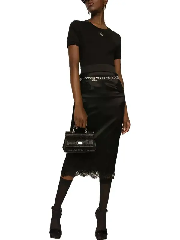 Dolce & Gabbana Satin Midi Skirt - Black