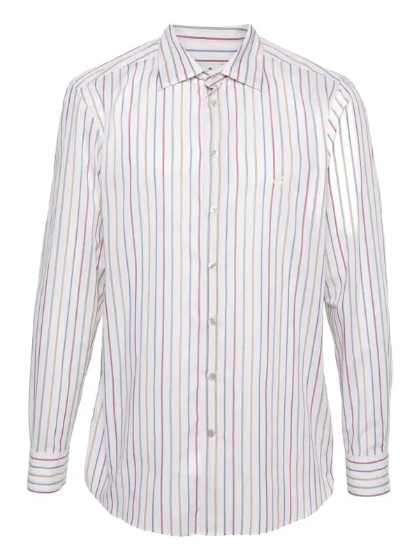Etro Pegaso Striped Cotton Shirt - Neutrals