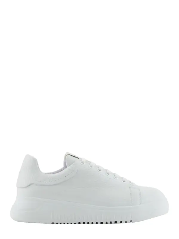 Emporio Armani Grained-leather Sneakers - White