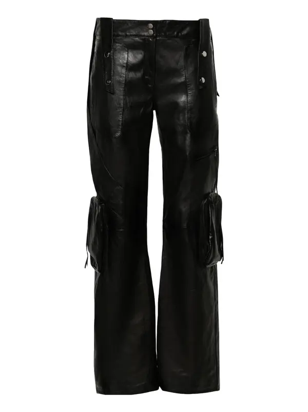 Blumarine Straight-leg Leather Cargo Trousers - Black