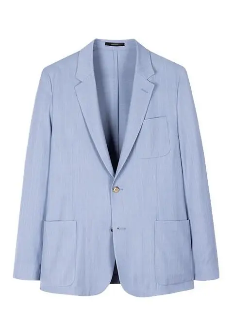 Paul Smith Light Overdyed Pinstripe Patch Pocket Blazer - Blue