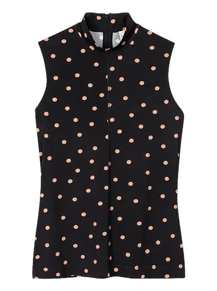 Paul Smith Funnel Neck Polka Dot Vest Top - Black