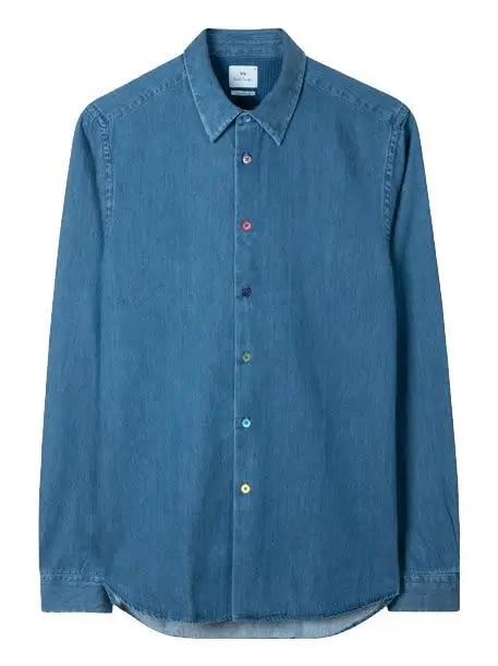 Paul Smith Tailored-fit Mid-wash Denim Shirt - Blue