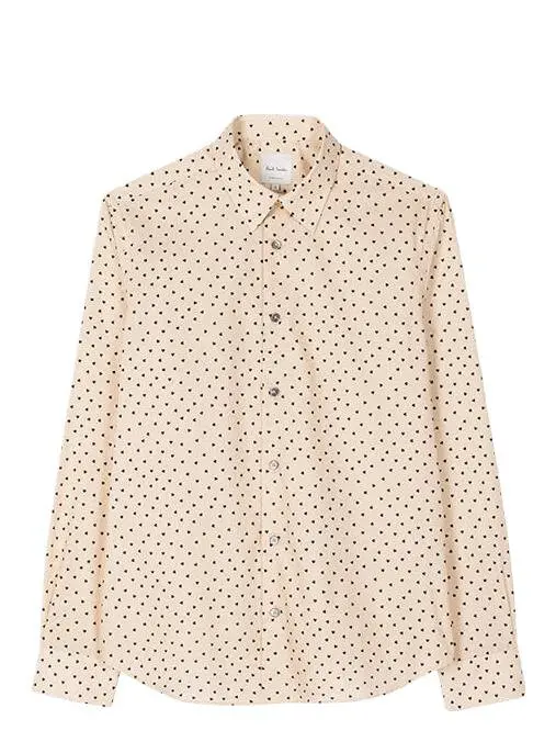 Paul Smith Slim-fit 'love Heart Polka' Cotton Shirt - White