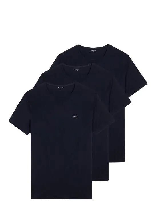 Paul Smith Organic Cotton Logo Lounge T-shirts Three Pack - Blue