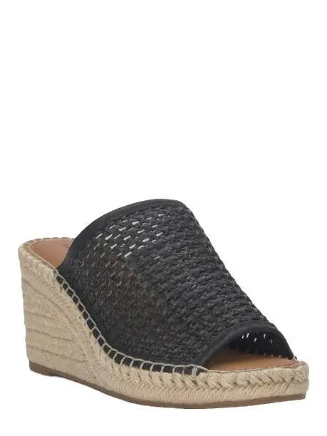 Lucky Brand Cabriah Espadrille Wedge Slides - Black Crochet
