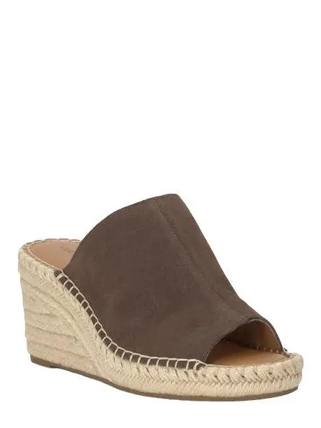 Lucky Brand Cabriah Espadrille Wedge Slides - Cappucino Oil Suede