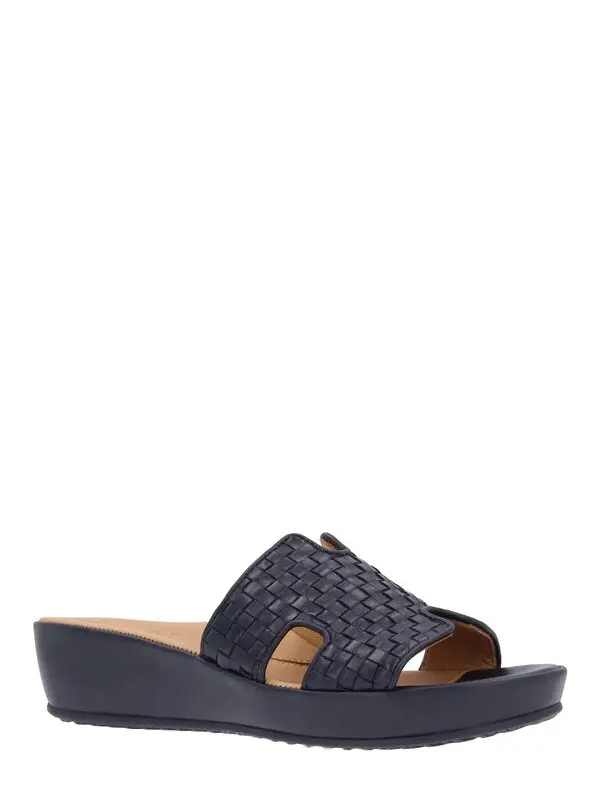 L'AMOUR DES PIEDS Cusaro Woven Platform Wedge Slides - Black