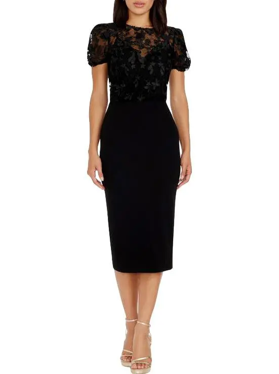 Dress The Population Marianne Lace Sheath Dress - Black