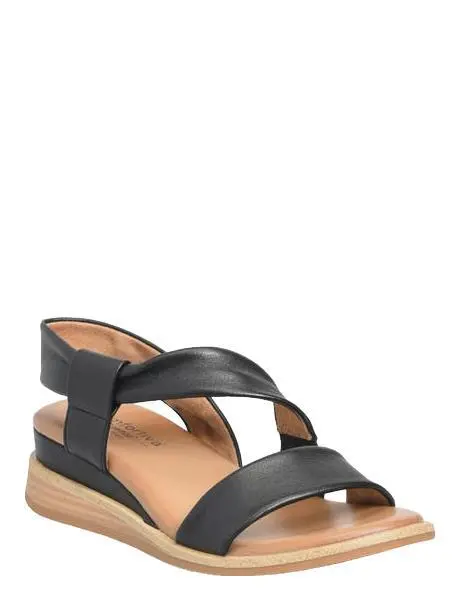 COMFORTIVA Marcy Wedge Slingback Sandals - Black