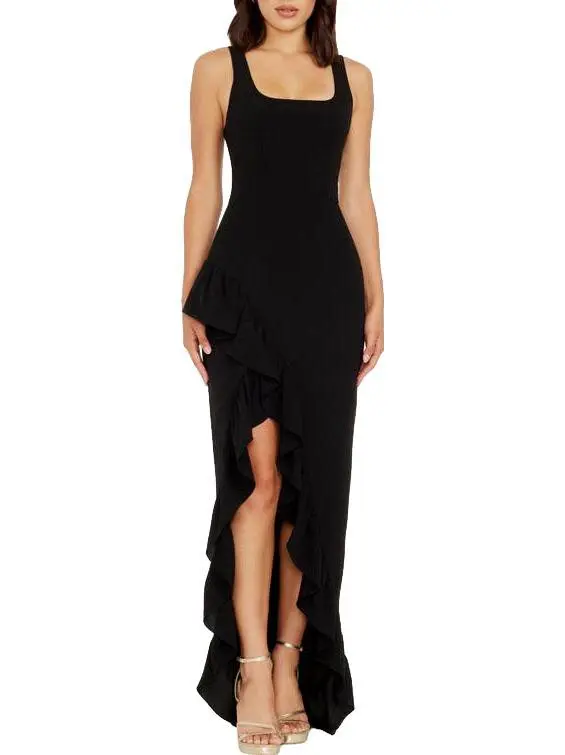 Dress The Population Charlene Ruffle Gown - Black