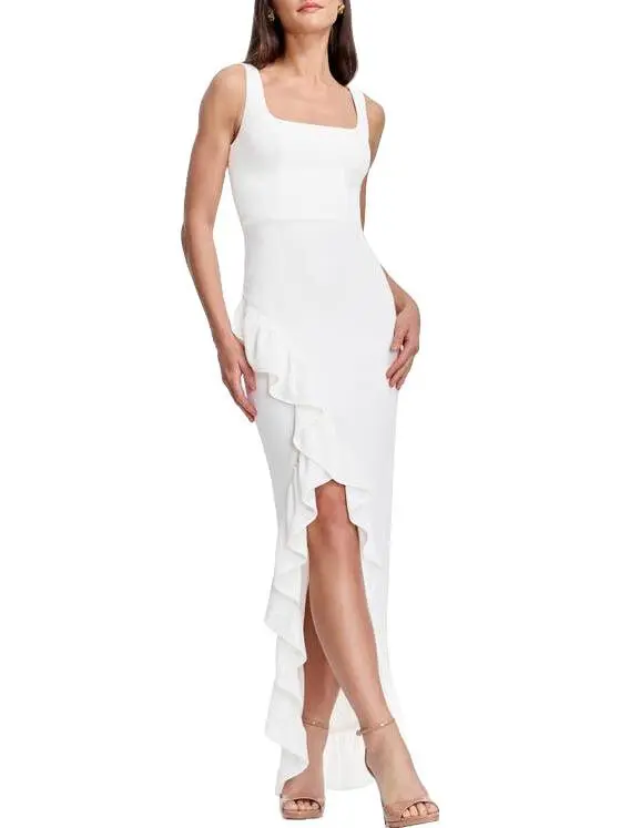 Dress The Population Charlene Ruffle Gown - Off White