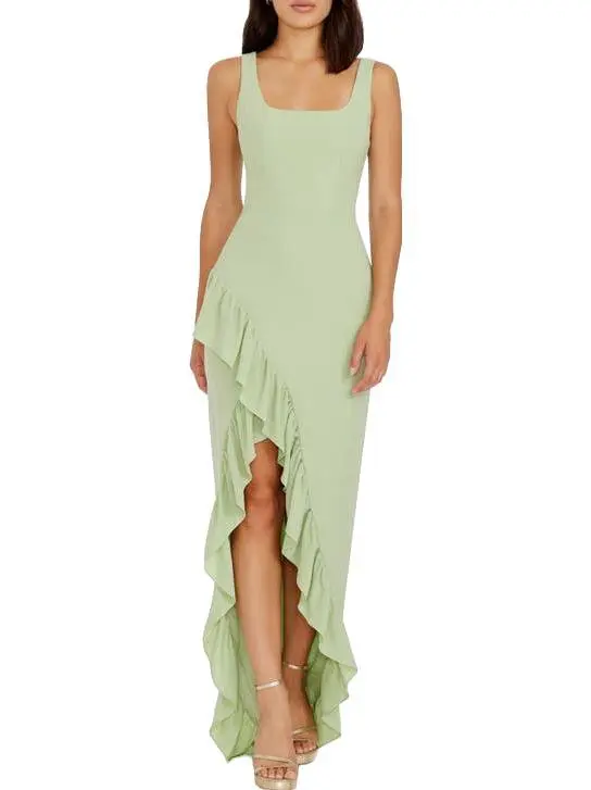 Dress The Population Charlene Ruffle Gown - Sage