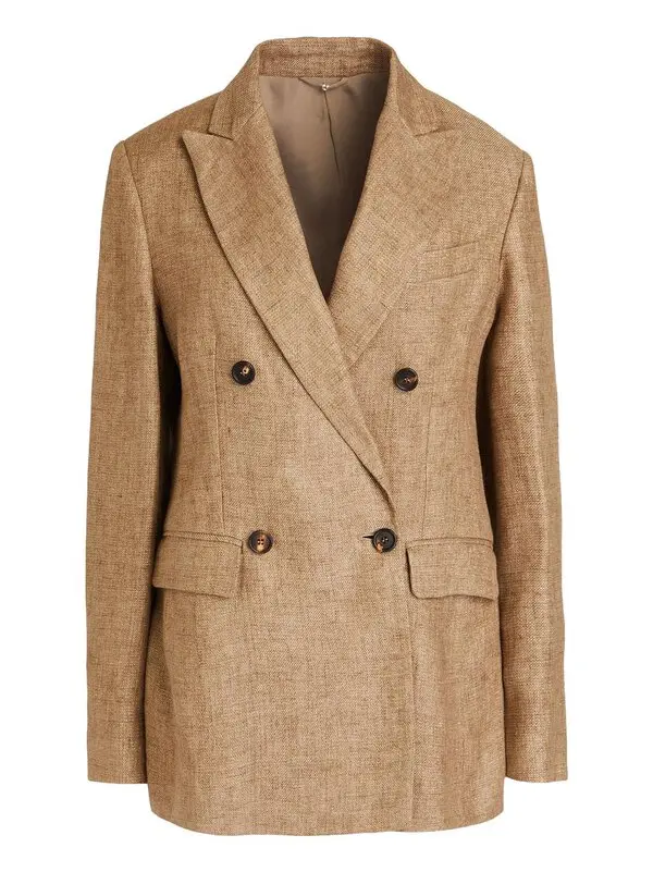 Brunello Cucinelli Double-breasted Linen-blend Blazer - Sand