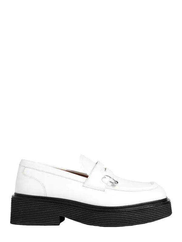 Marni Embellished Leather Platform Loafers - White