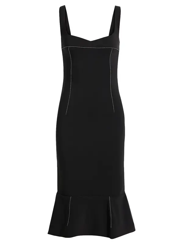 Marni Fluted Cady Midi Dress - Black