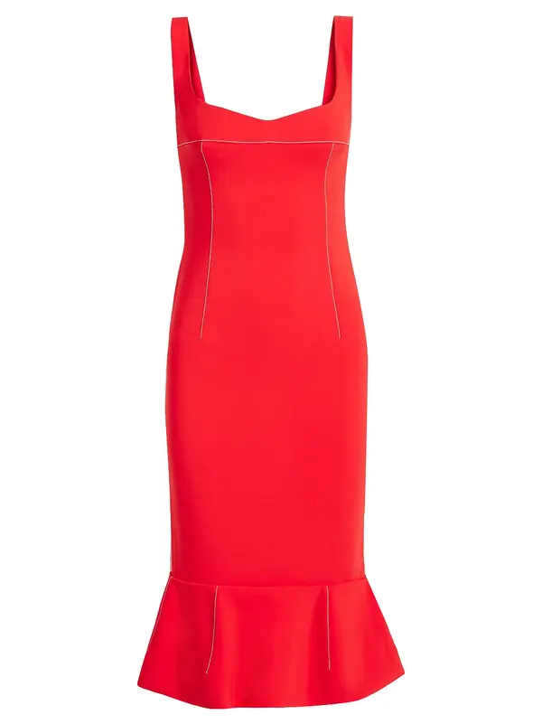 Marni Fluted Cady Midi Dress - Red