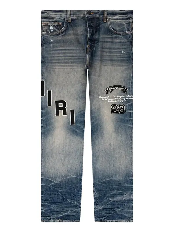 Amiri Hockey Logo Straight Jean - Blue