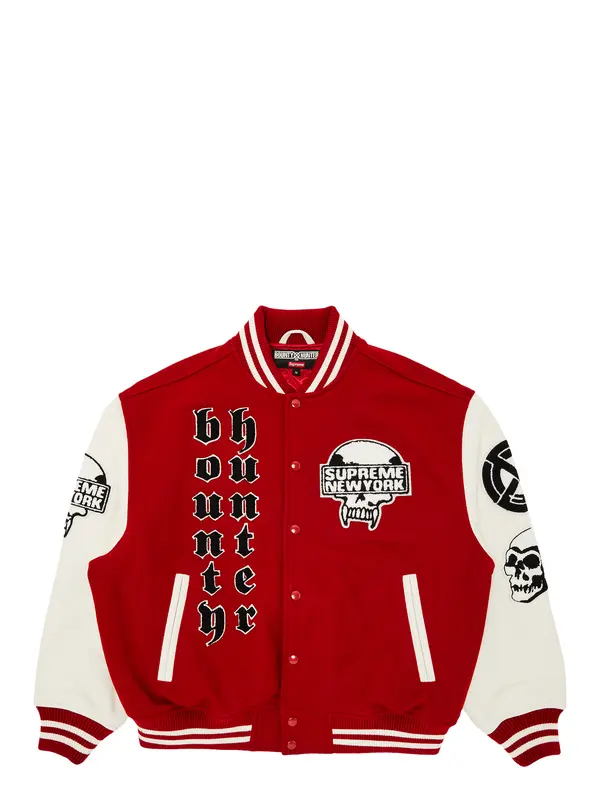 Supreme X Bounty Hunter Varsity Jacket - Red