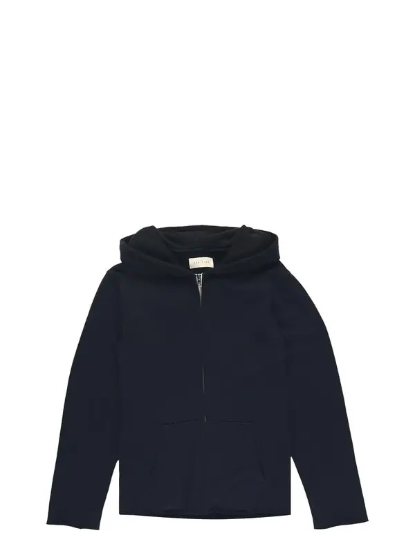 LES TIEN Raw Zip Up Hoodie - Black