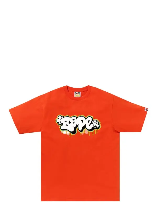A BATHING APE Graffiti Logo Tee - Orange
