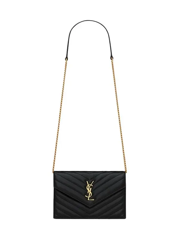 Saint Laurent Cassandre Envelope Chain Wallet - Black