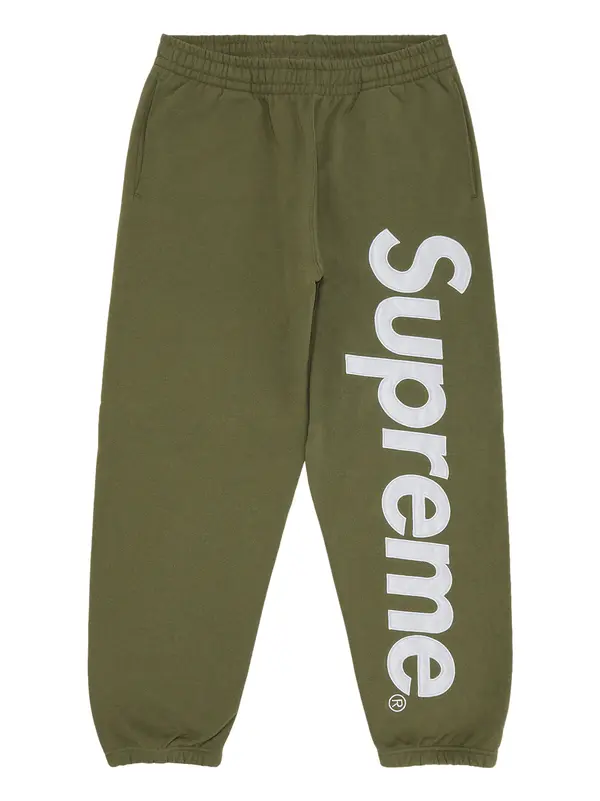 Supreme Satin Appliqué Sweatpant 'light Olive - Green