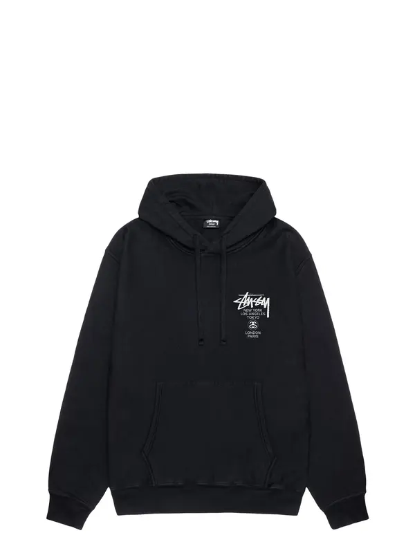StÜssy World Tour Pigment Dyed Hoodie - Black