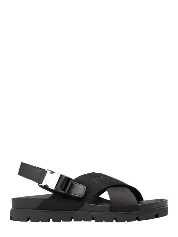 Prada Crisscross Buckle Sandal - Black