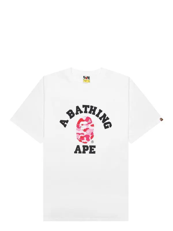 A BATHING APE Abc Camo College Tee /pink - White