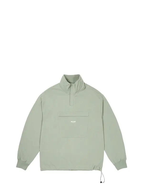 PALACE 1/4 Zip Washed Funnel 'jade - Green