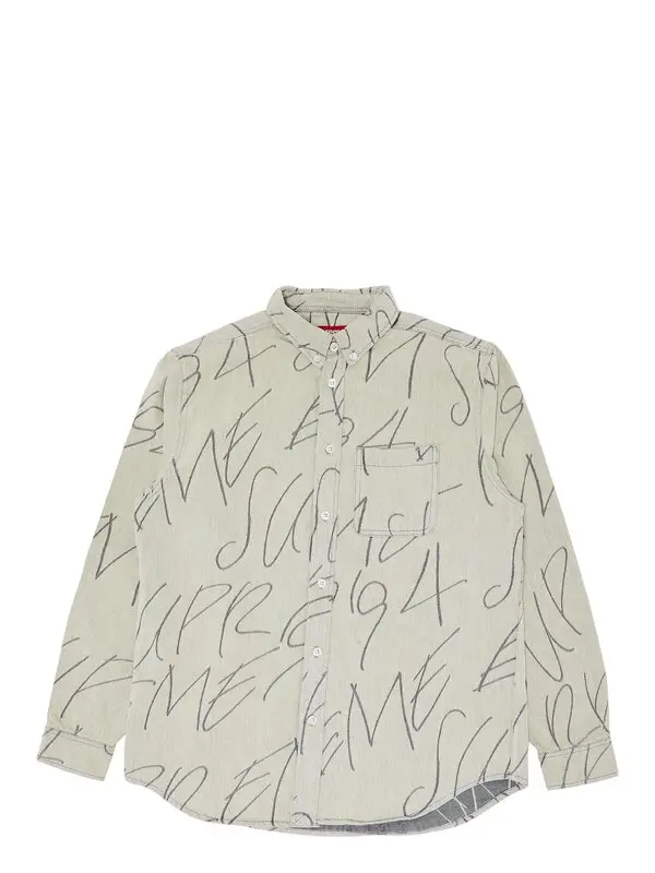 Supreme Handwriting Jacquard Denim Shirt 'dirty - Cream