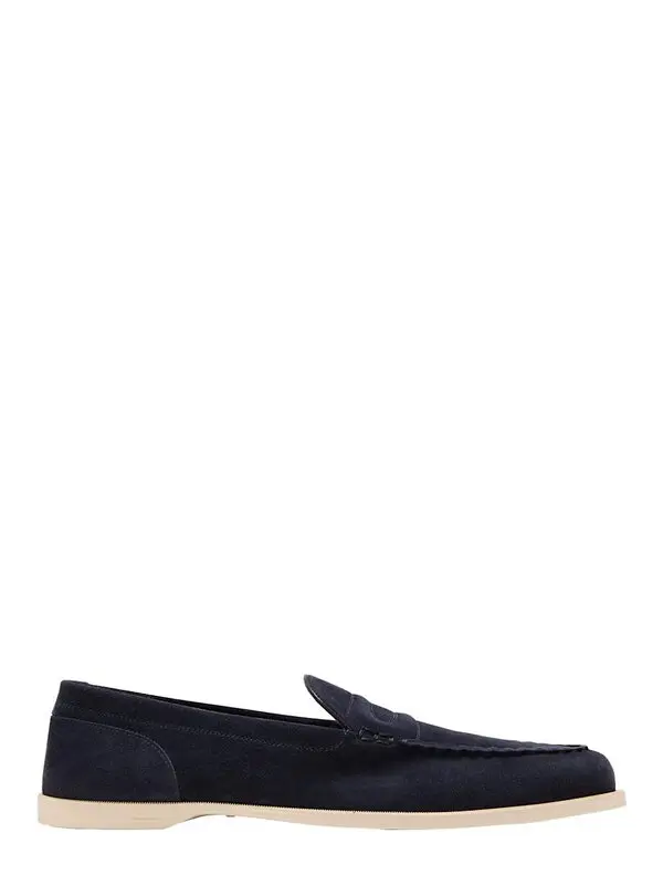 John Lobb Pace Suede Penny Loafers - Navy