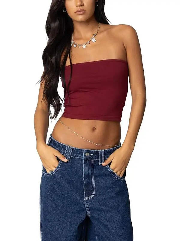 EDIKTED Basic Tube Top - Burgundy