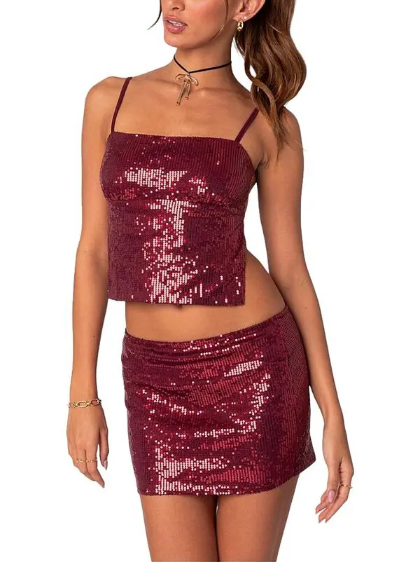 EDIKTED Cosmo Sequin Top With Open Back - Bordu
