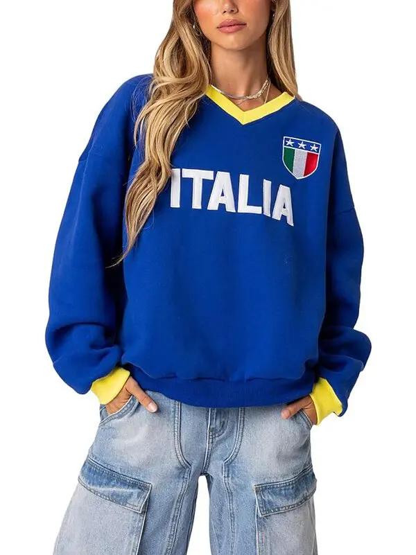 EDIKTED Oversized Sweatshirt - Blue - Italy