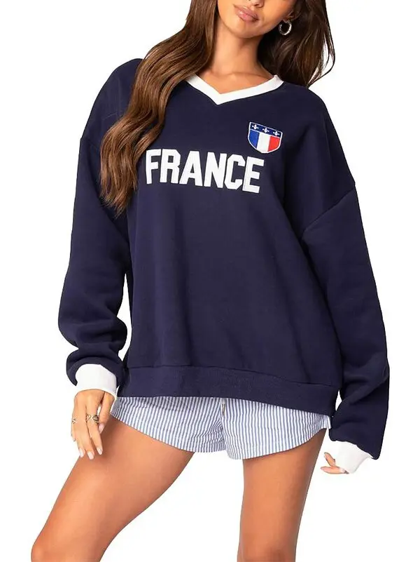 EDIKTED Oversized Sweatshirt - Navy - France