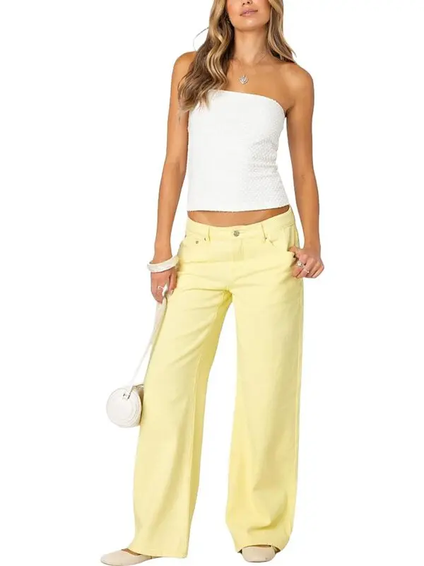 EDIKTED Roman Low Rise Slouchy Jeans - Yellow