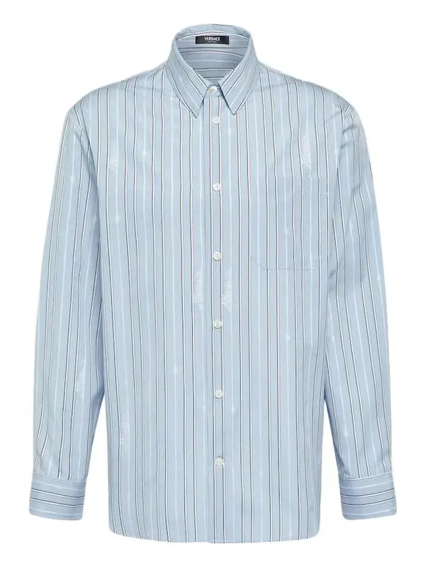 Versace Striped Cotton Poplin Shirt - Blue