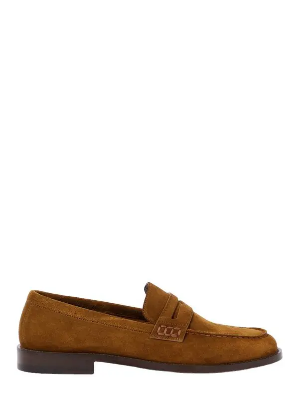 Manolo Blahnik Perry Suede Penny Loafers - Tan